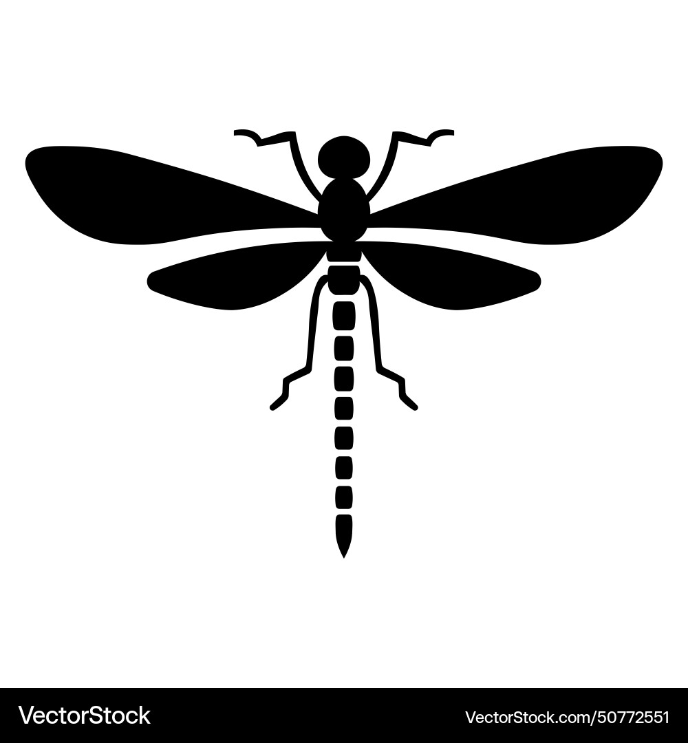 Black dragonfly icon on white background Vector Image