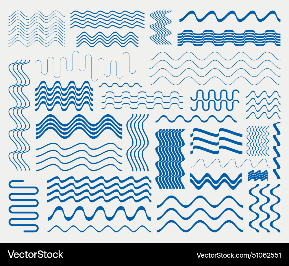 Blue trendy wavy line design elements Royalty Free Vector