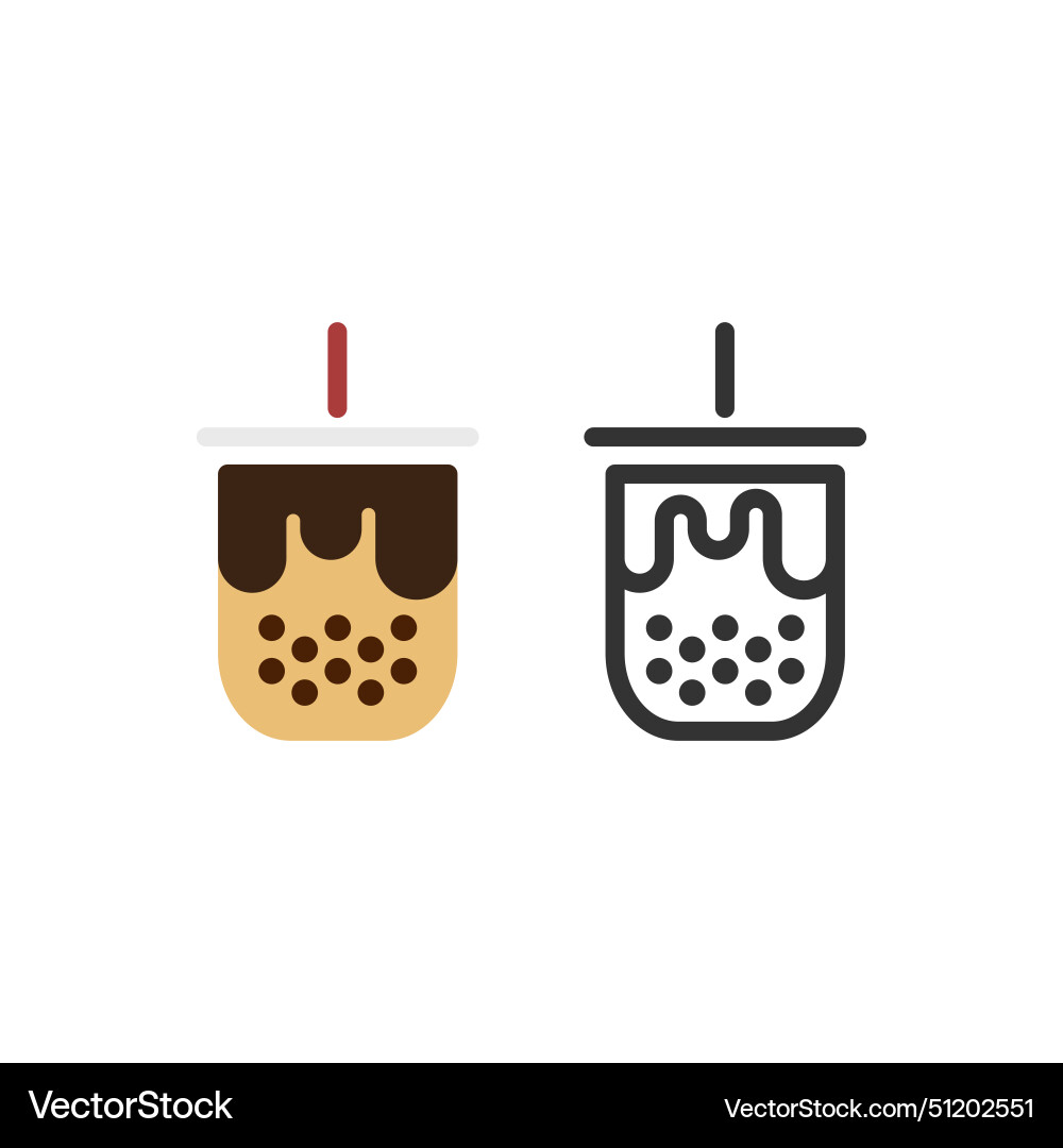 Brown sugar bubble milk tea icon for logo Vector Image