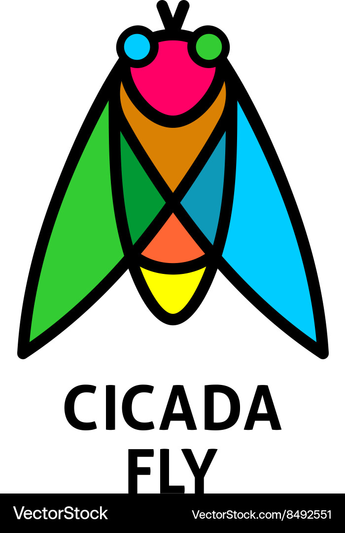 Cicada colorful symbol insect top view logo Vector Image