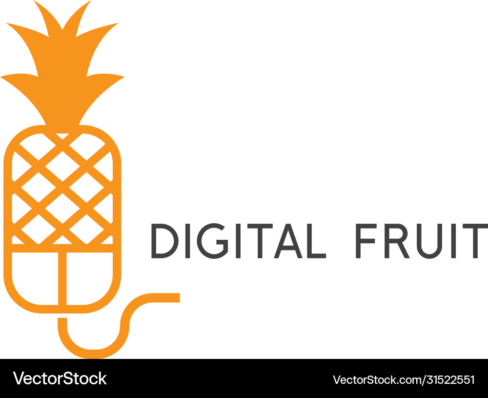 Computer mouse and pineapple design template Vector Image