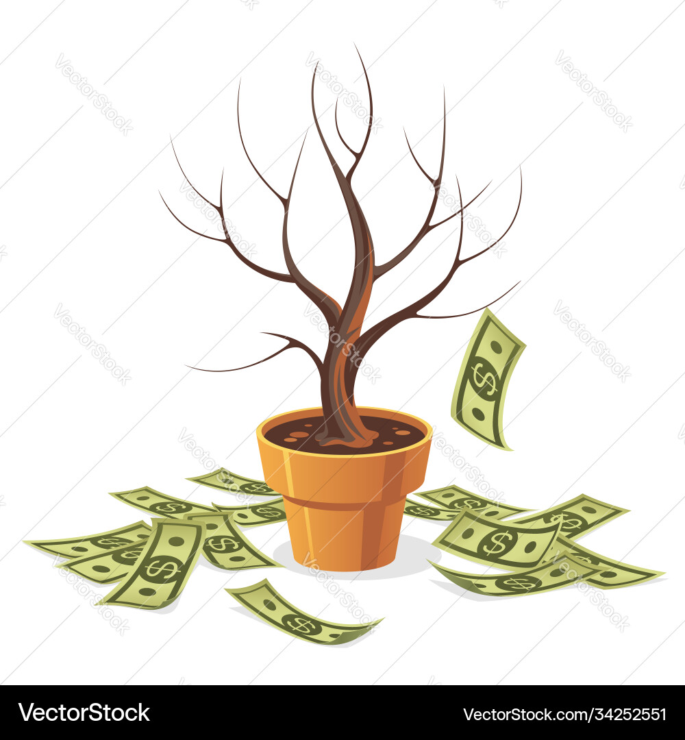 Fallen Money Tree - Financial Crisis Royalty Free Vector
