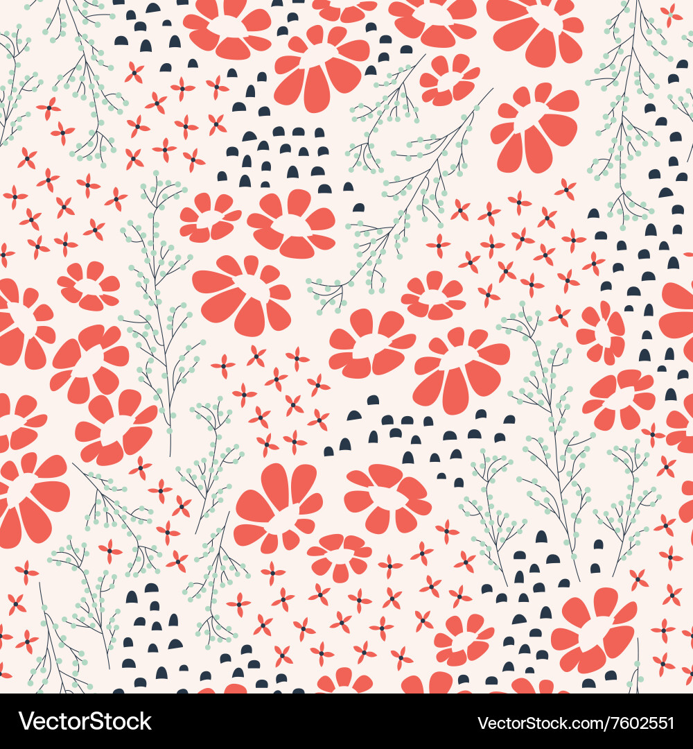 Floral Hand-Drawn Seamless Pattern Royalty Free Vector Image