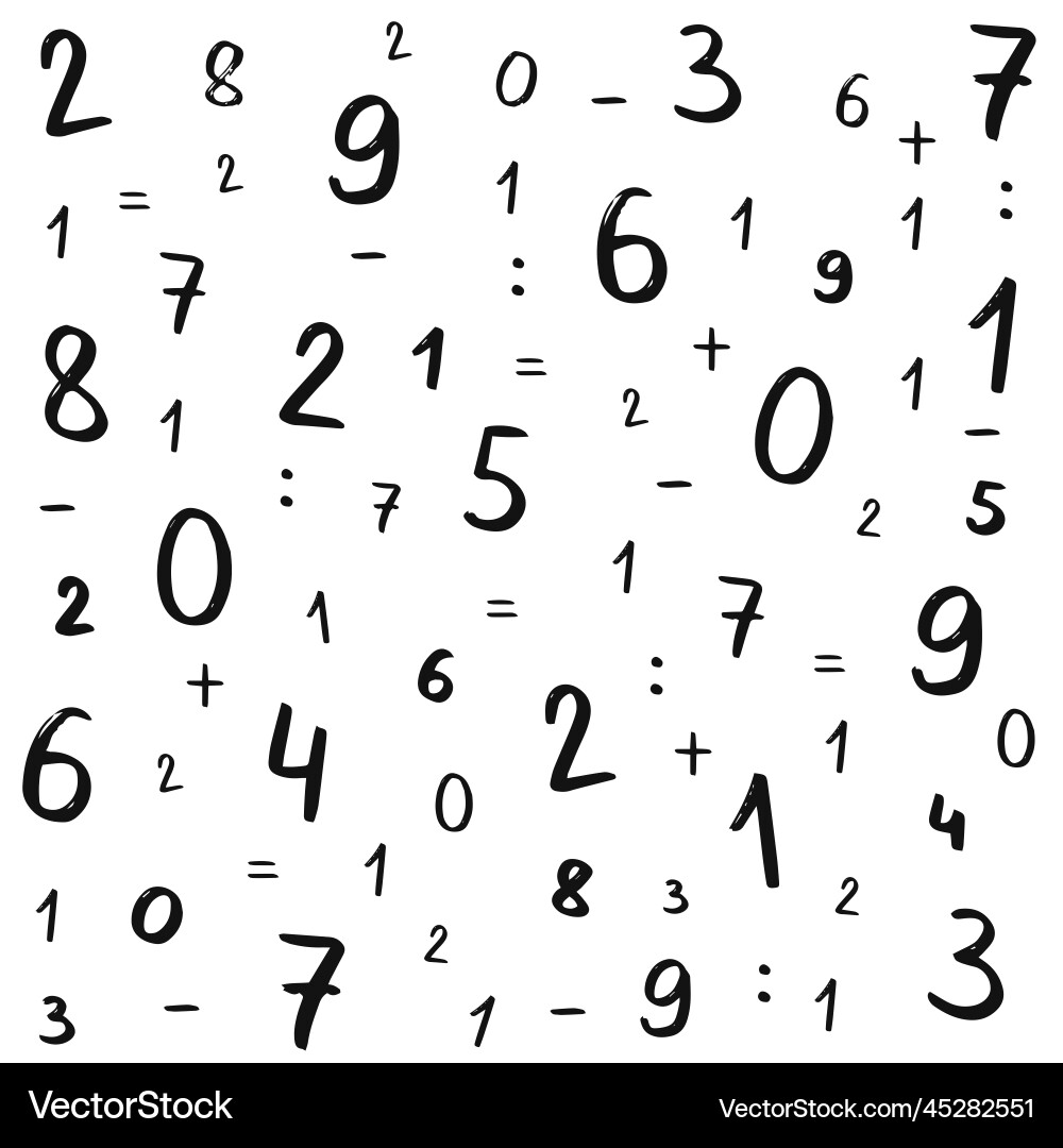 Math pattern abstract number fonts school book Vector Image