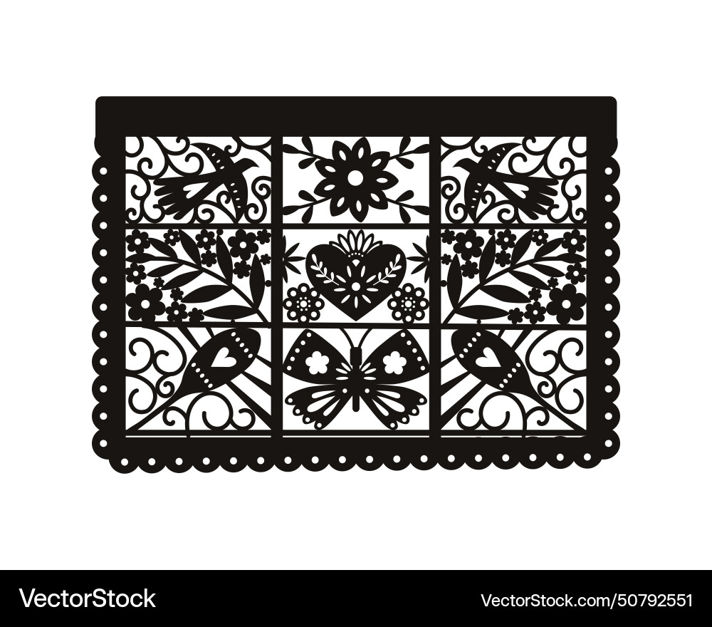 Mexican paper decorations - papel picado laser Vector Image