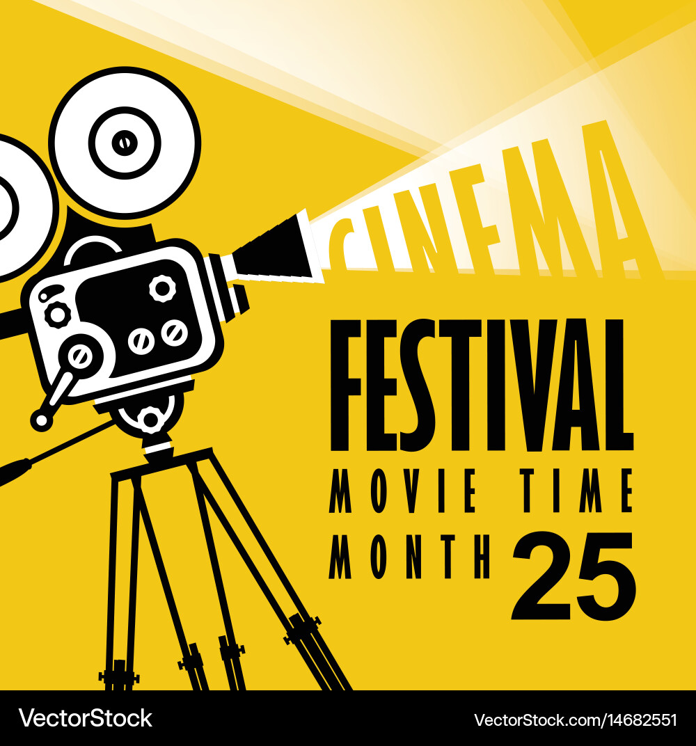 Movie time poster with old fashioned camera Vector Image