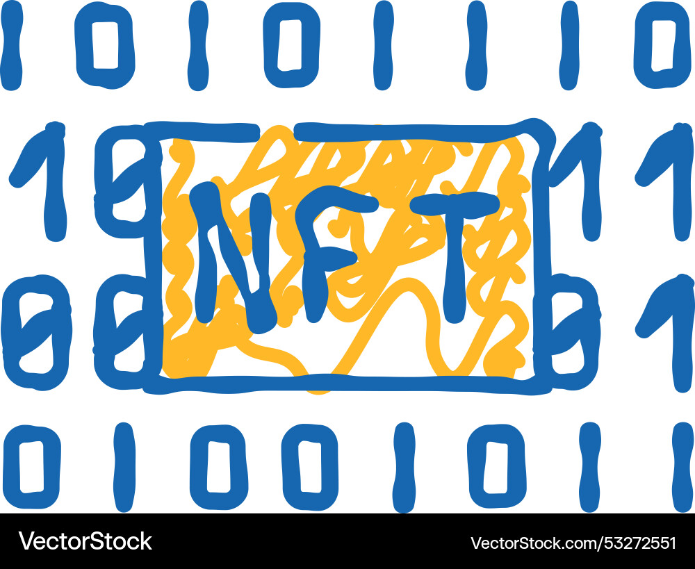 Nft code icon doodle Royalty Free Vector Image