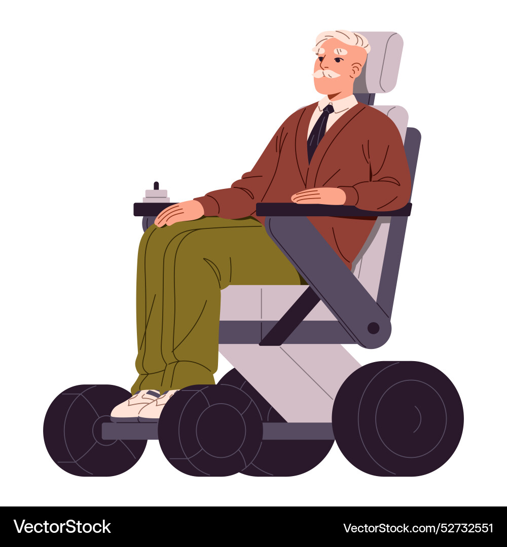 Old man with physical disability drives Royalty Free Vector