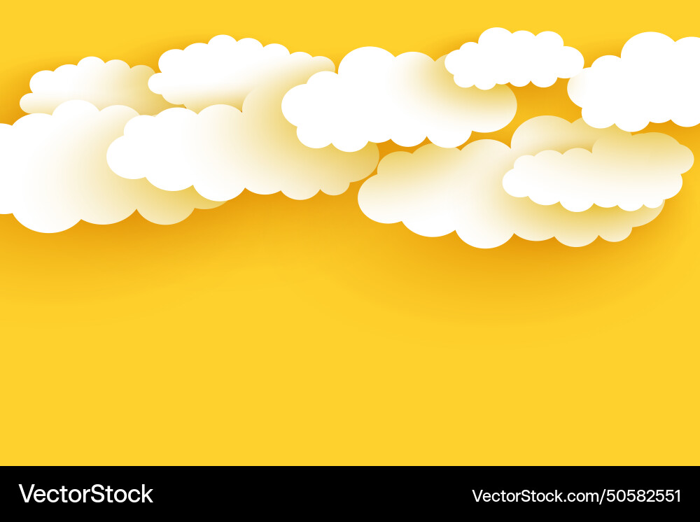 Papercut style cloudy yellow background design Vector Image