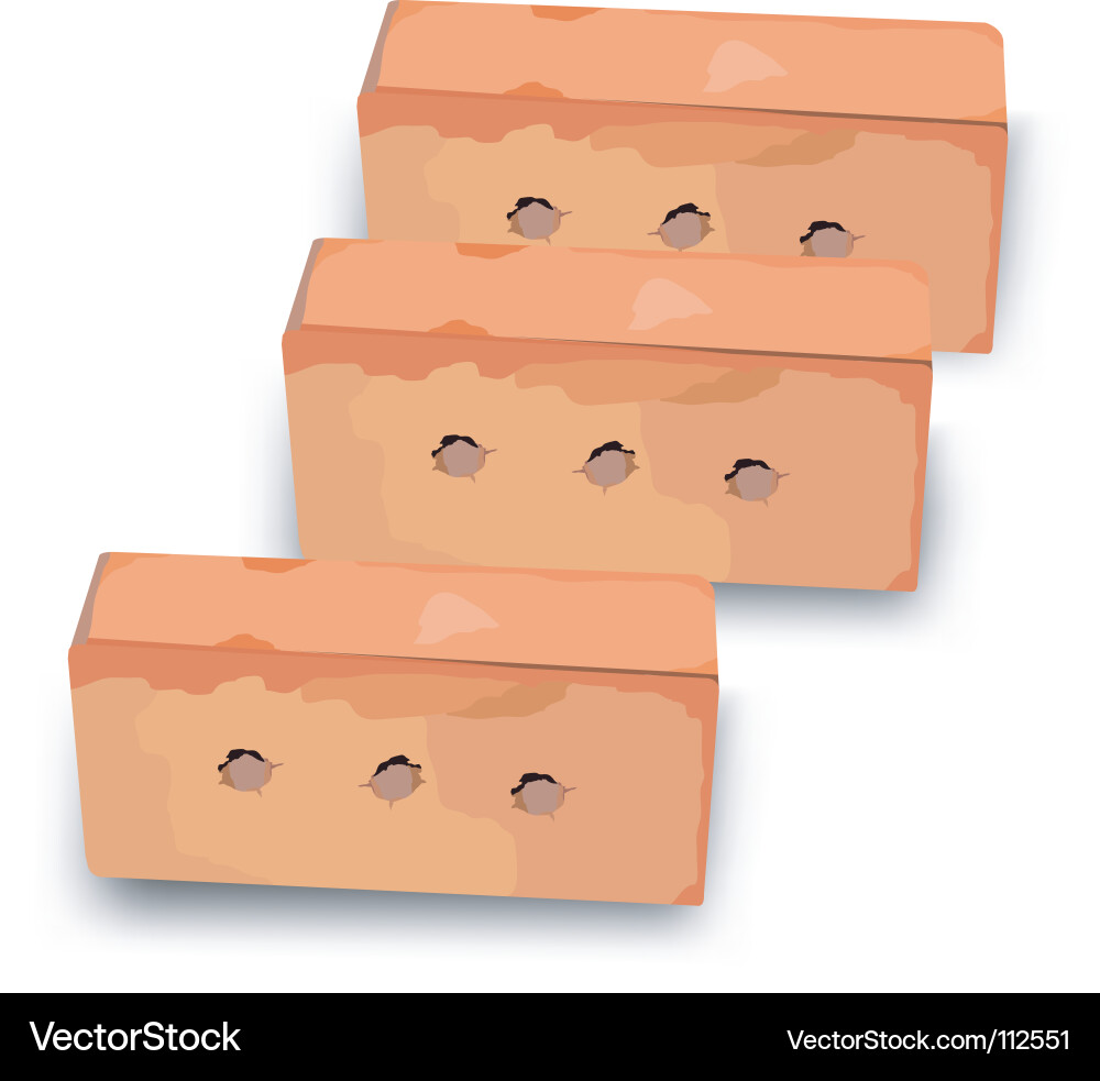 Three red bricks Royalty Free Vector Image - VectorStock