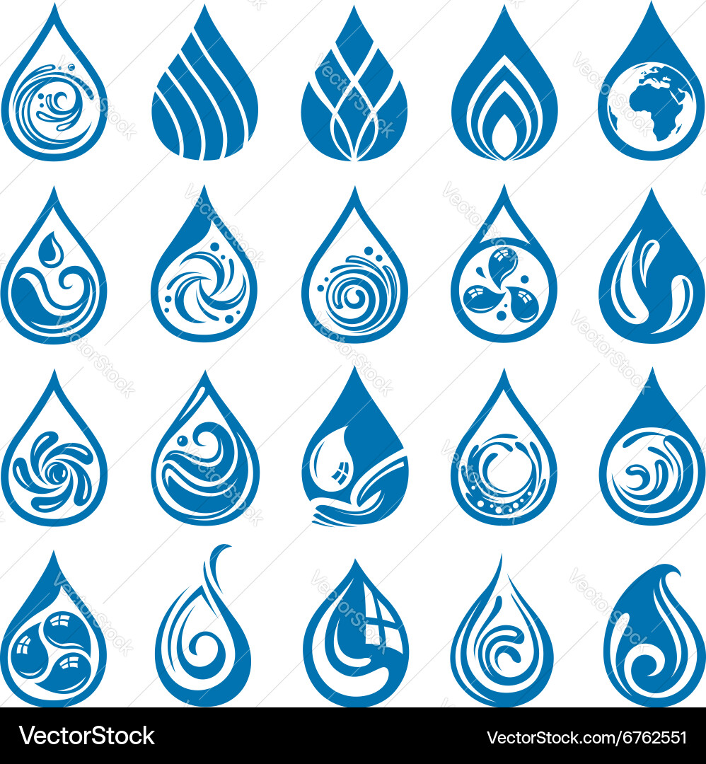 Water drop set Royalty Free Vector Image - VectorStock