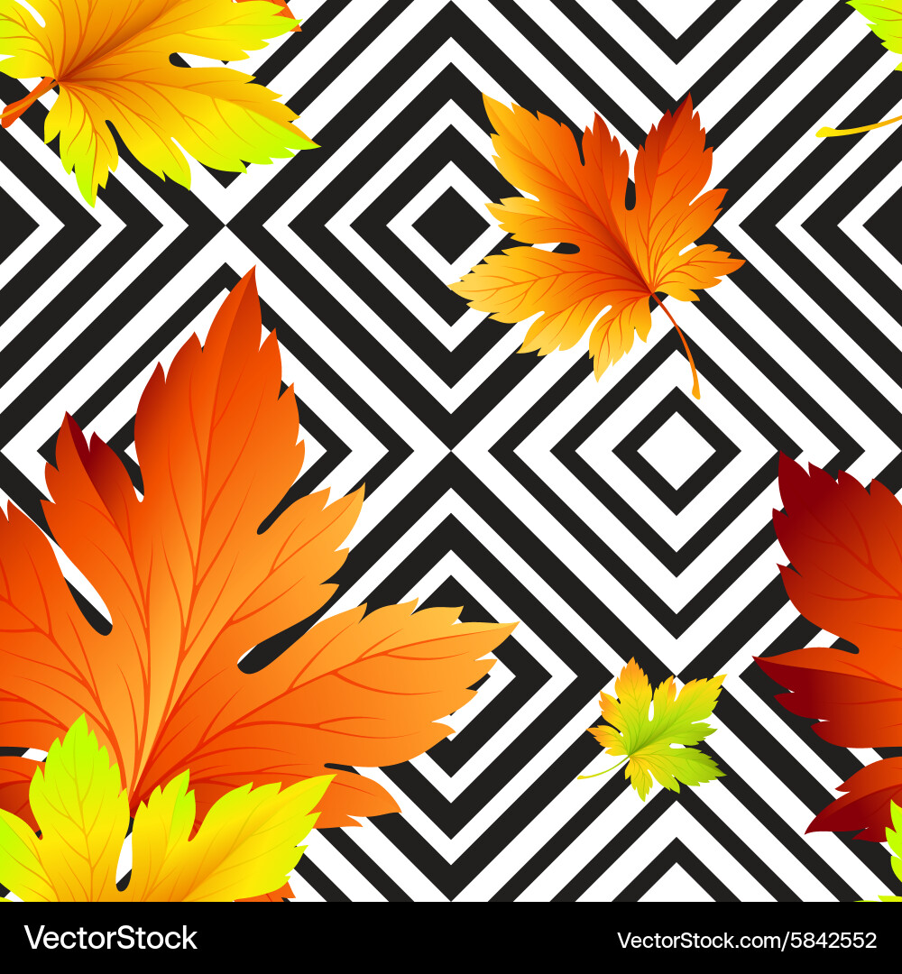 Autumn leaves seamless background geometric Vector Image