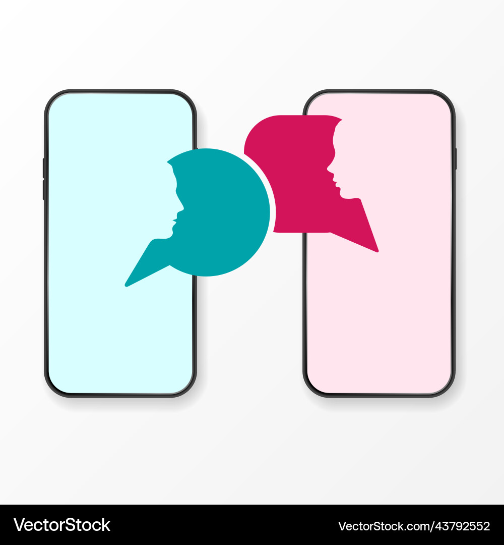 Black mobile phones people speech Royalty Free Vector Image