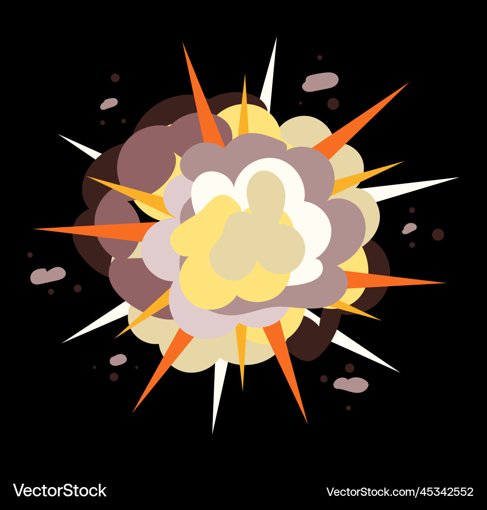 Bomb explosion with dust and gas clouds traces Vector Image