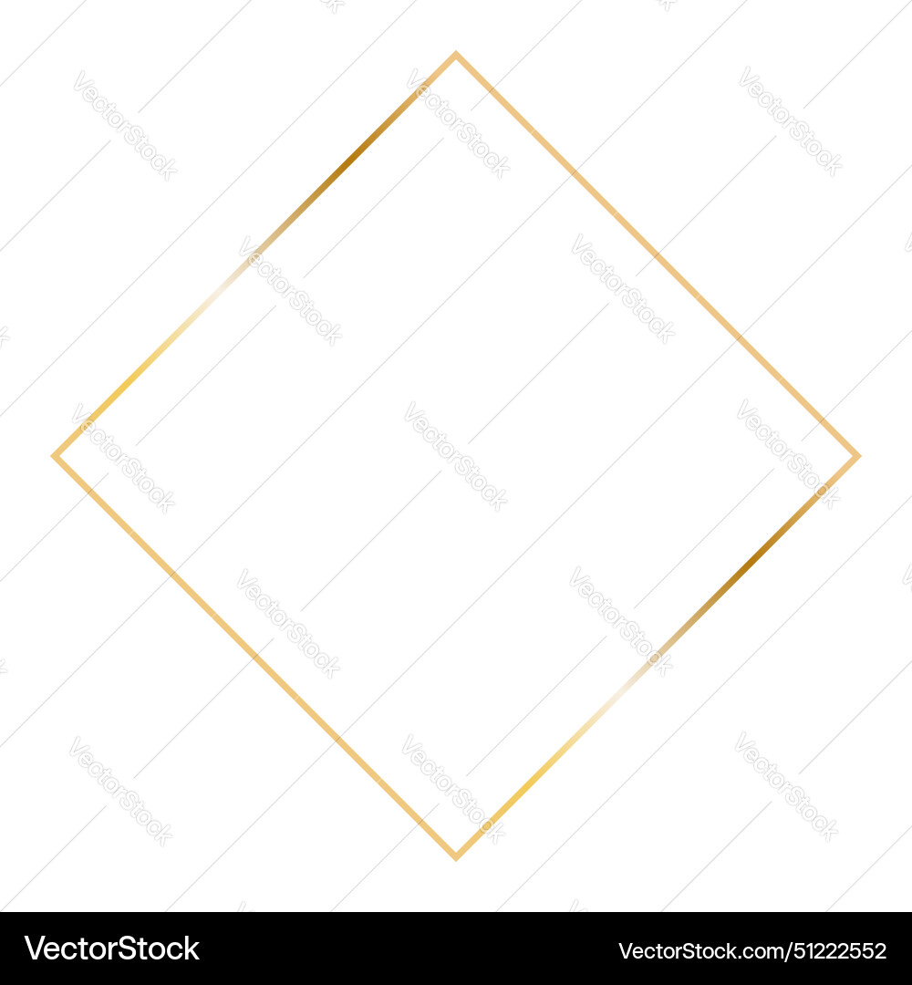 Gold diamond frame outline thin rhombus Royalty Free Vector