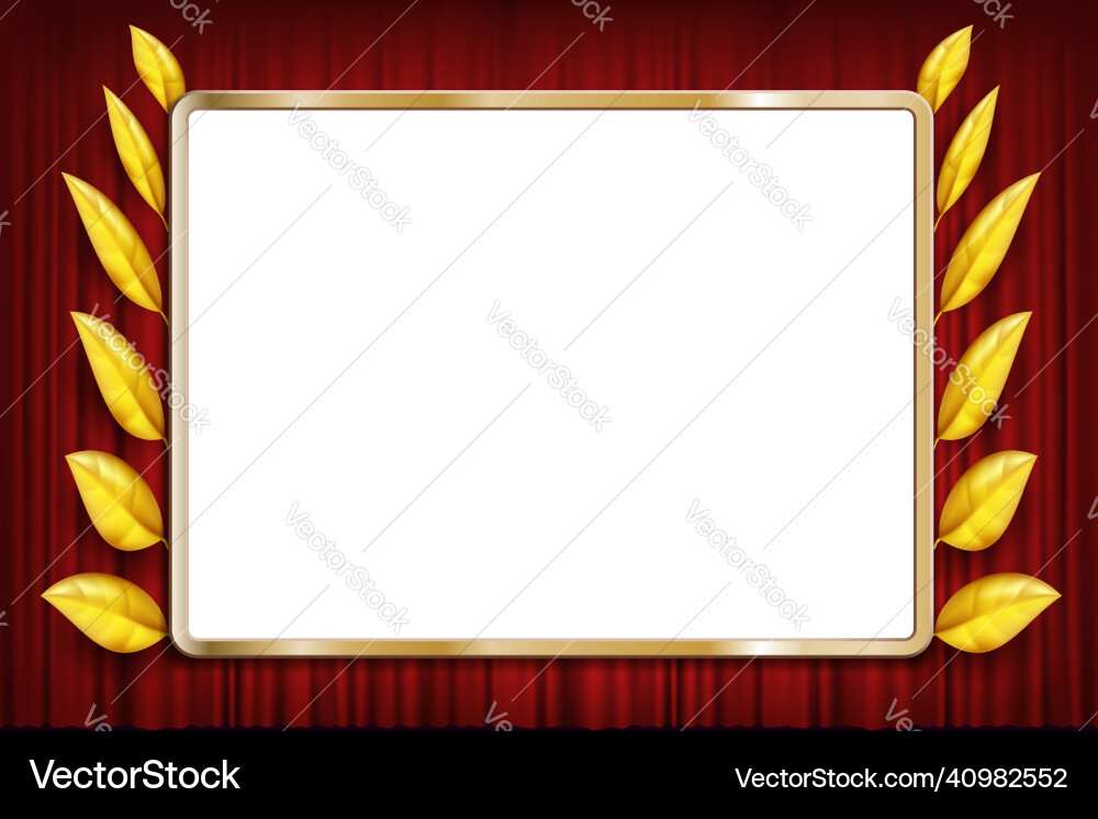 Gold frame with laurel wreath for awards Vector Image