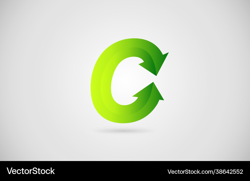 Green arrow c alphabet letter logo icon Royalty Free Vector