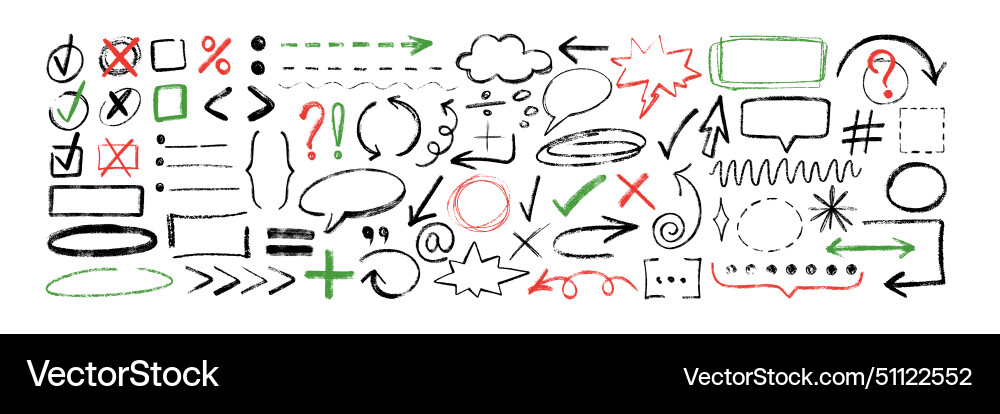 Hand drawn color crayon arrows chalk pencil Vector Image