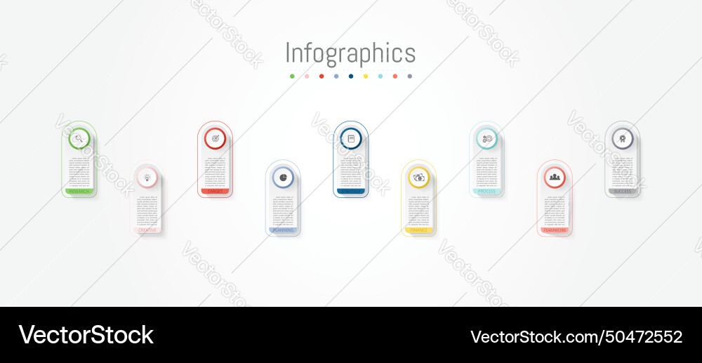 Infographic 9 options design elements Royalty Free Vector