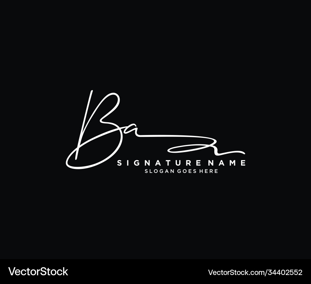 Letter ba signature logo template Royalty Free Vector Image