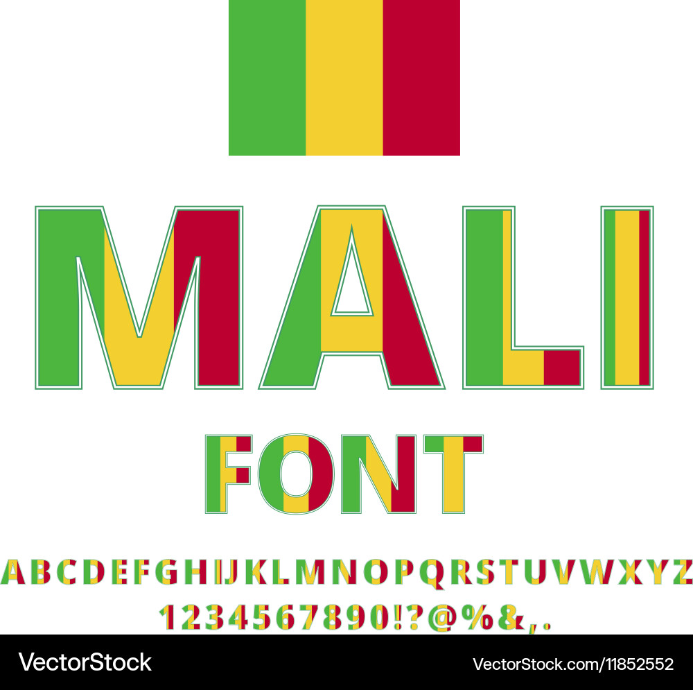 Mali Flag Alphabet Font Royalty Free Vector Image