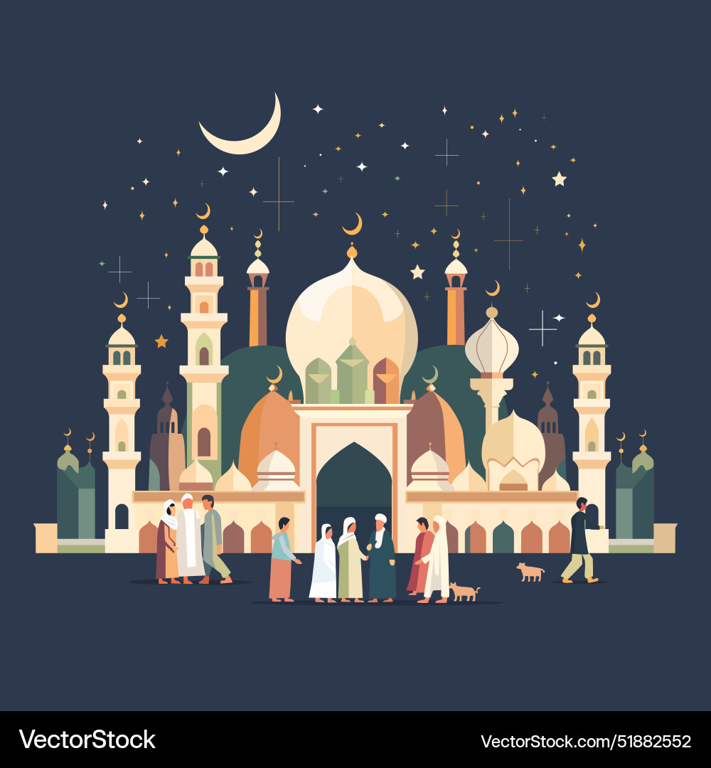 Mosque at ramadan Royalty Free Vector Image - VectorStock