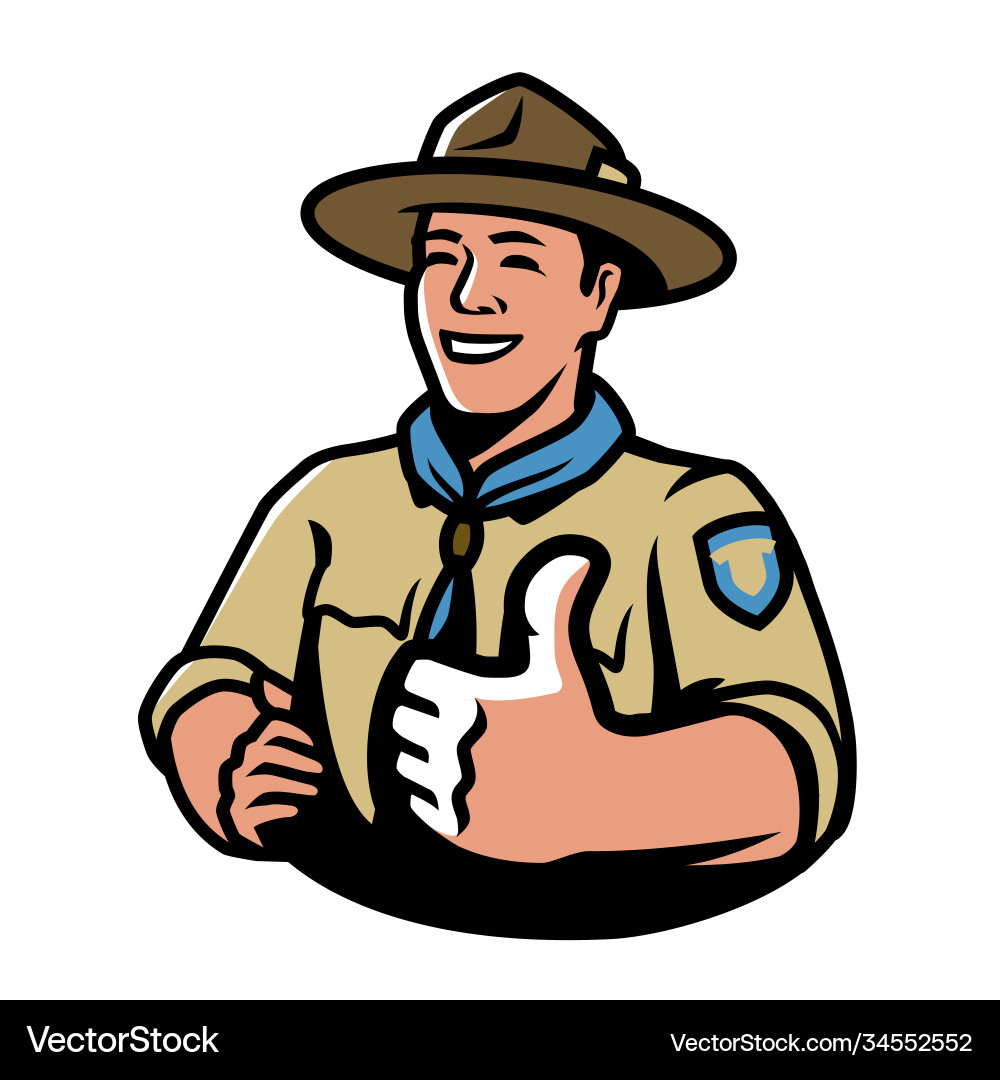 Park ranger in uniform scout camping symbol Vector Image