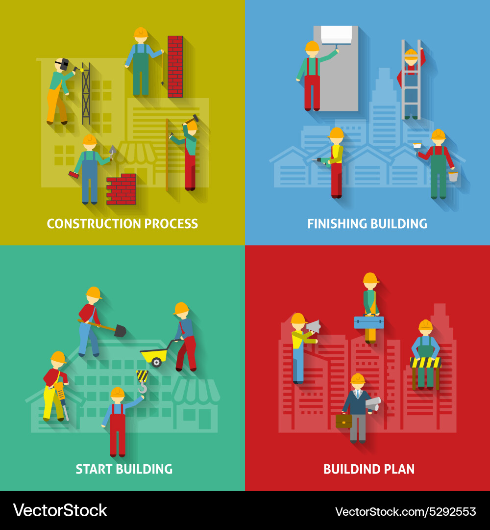 Building flat decorative icon set Royalty Free Vector Image