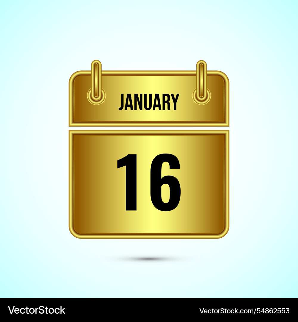 January calendar and time planner on gold Vector Image