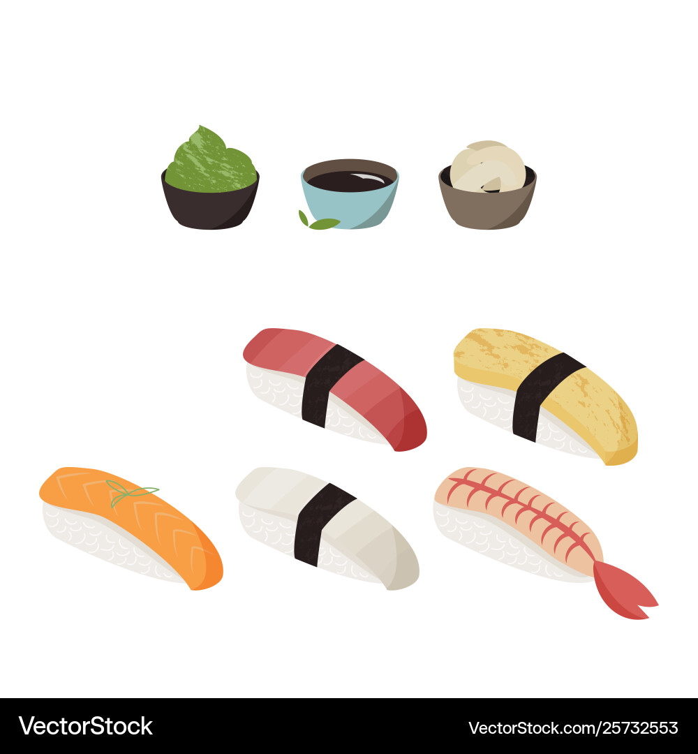 Japanese food sushi set Royalty Free Vector Image