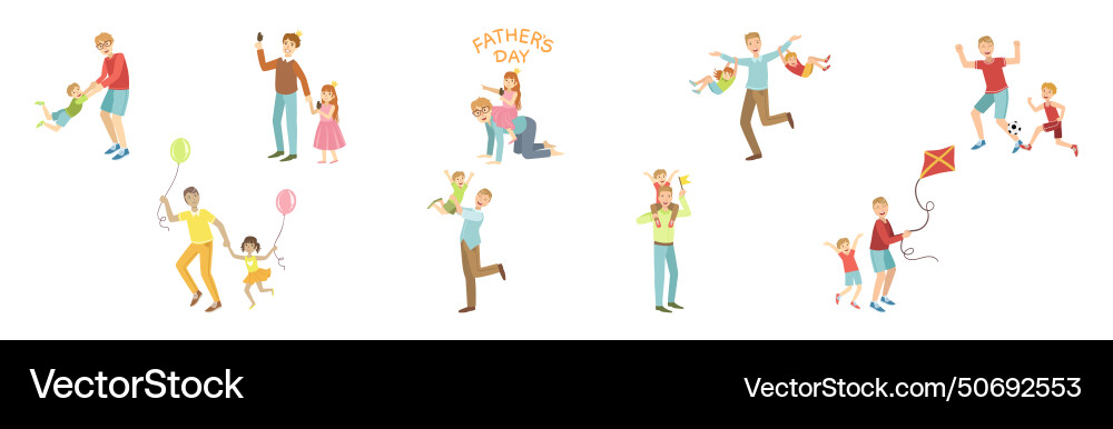 Man father and kid spend good time together Vector Image