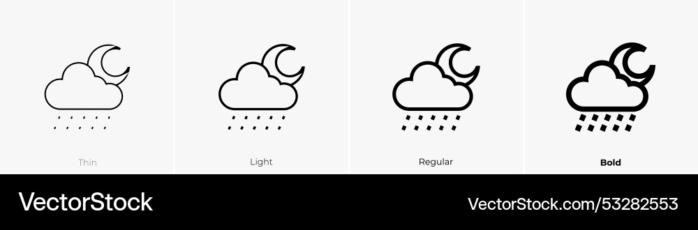 Rainy night icon thin light regular and bold Vector Image