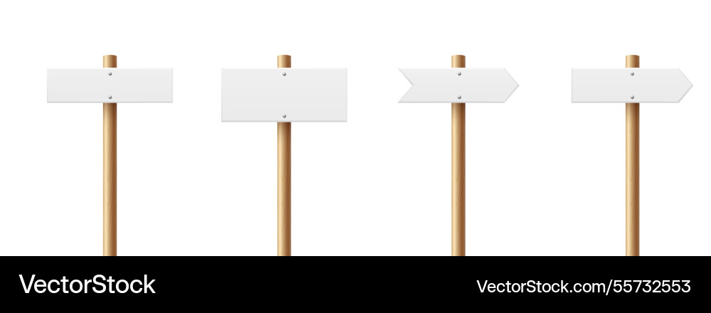 Realistic blank sign post set road Royalty Free Vector Image