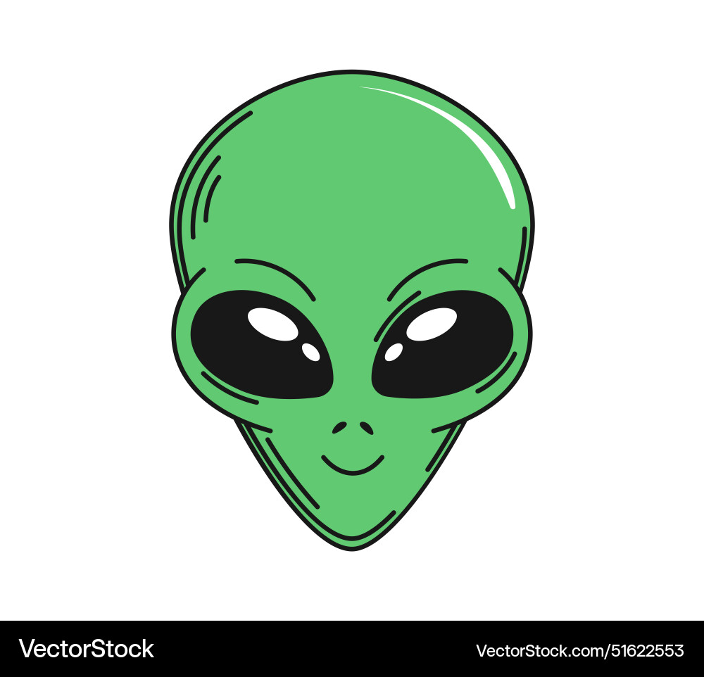 Retro groovy alien character face with large eyes Vector Image