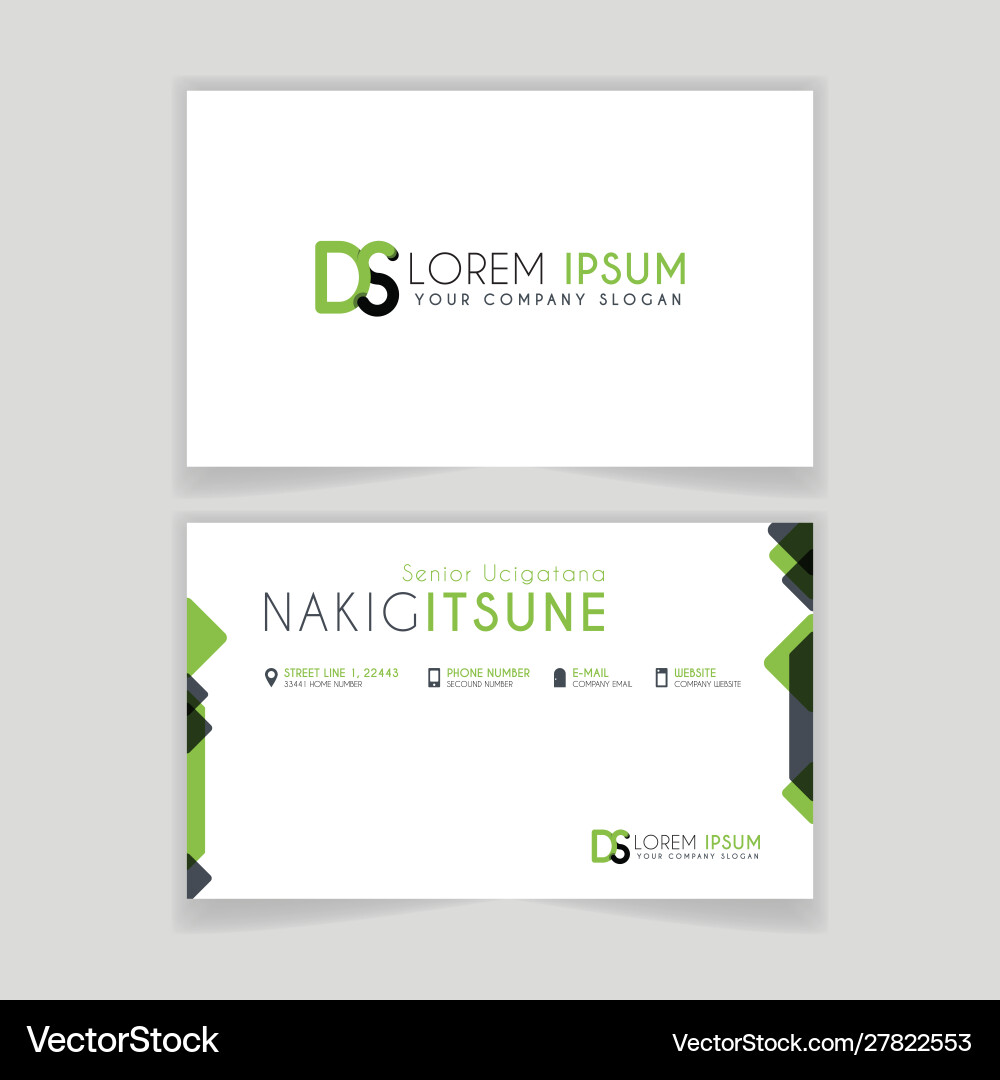 Simple business card with initial letter ds Vector Image