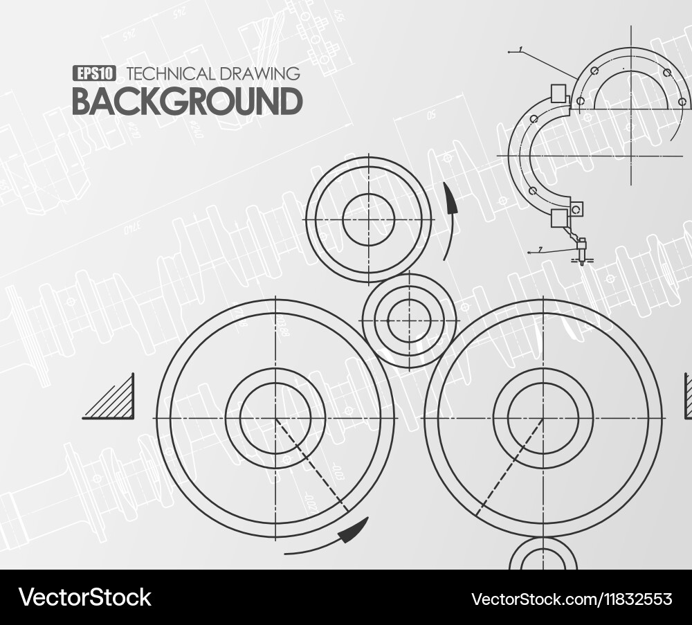 Technical Machinery Blueprint Background Vector Image