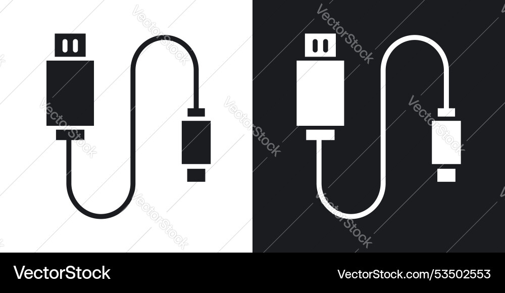 Usb cableline in thin line black color flat Vector Image