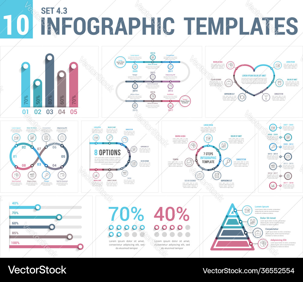 9 infographic templates Royalty Free Vector Image