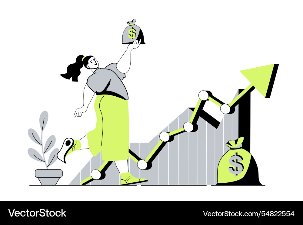 Business growth web concept with flat cartoon Vector Image