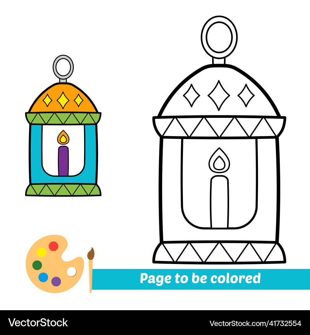 Coloring book for kids lantern Royalty Free Vector Image
