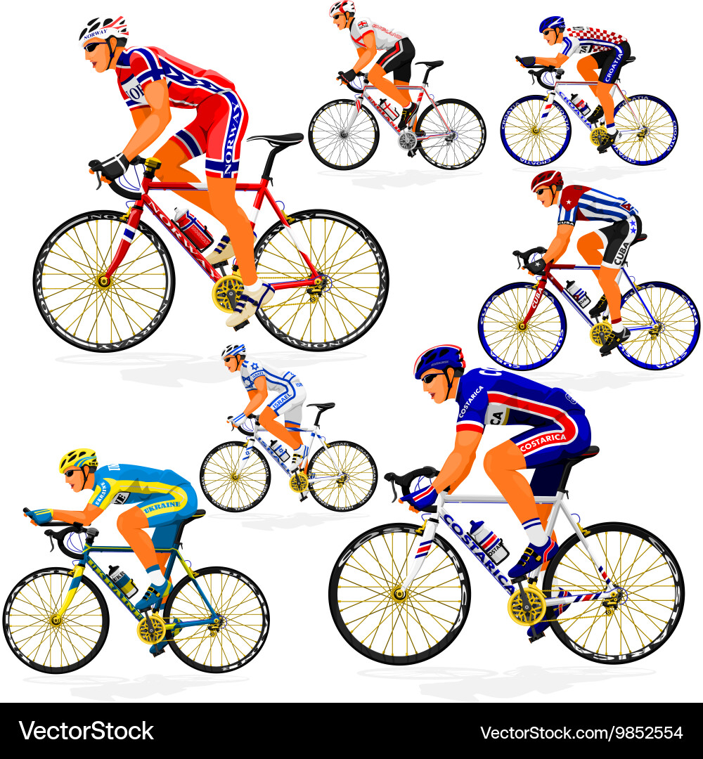 Cycling Athletes Worldwide Royalty Free Vector Image