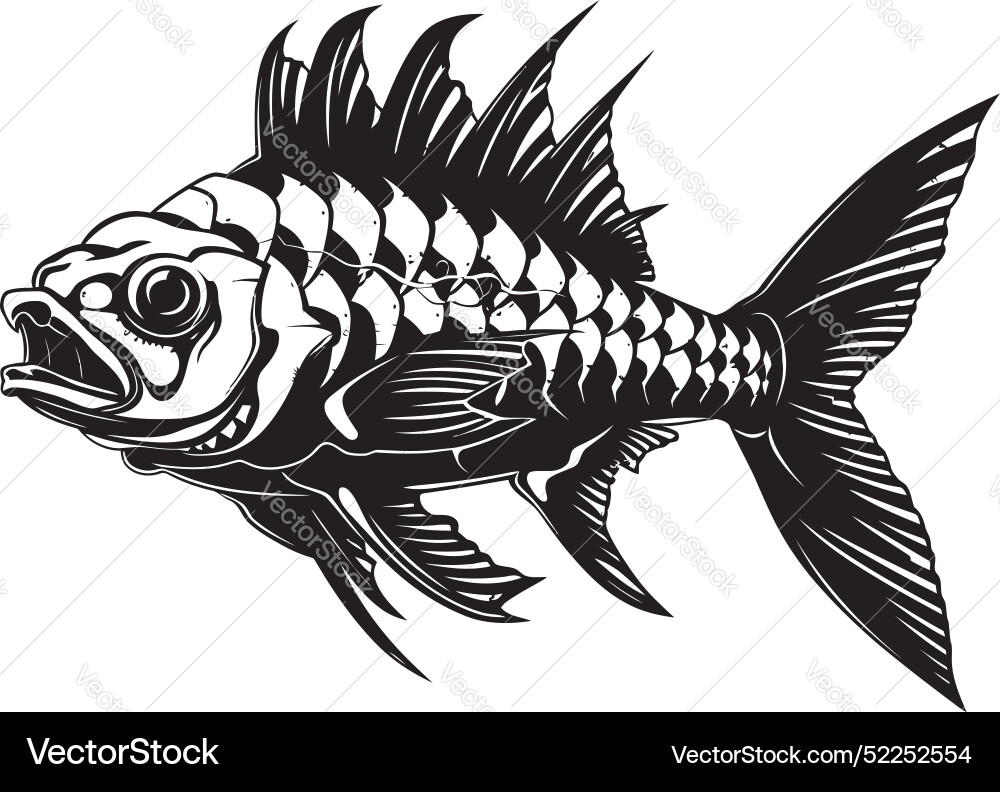 Eerie exoskeleton minimalistic predator fish logo Vector Image