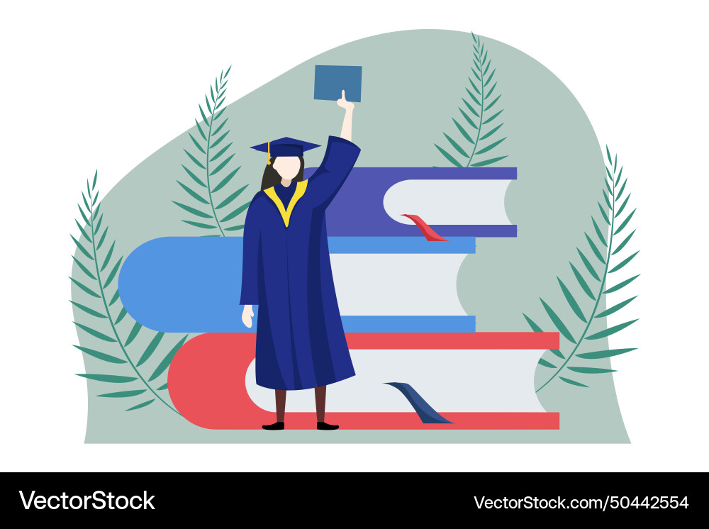 Graduation flat design Royalty Free Vector Image