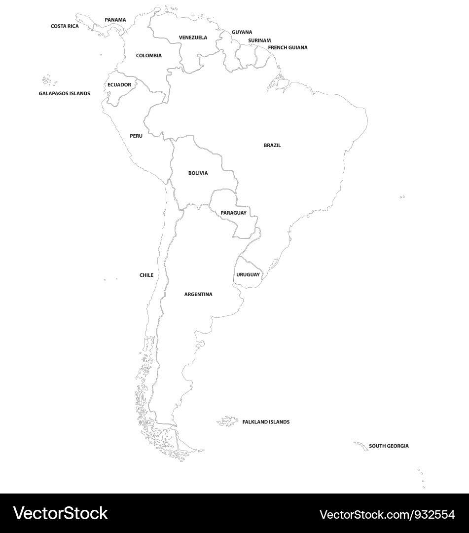 Outline map of the countries south america Vector Image