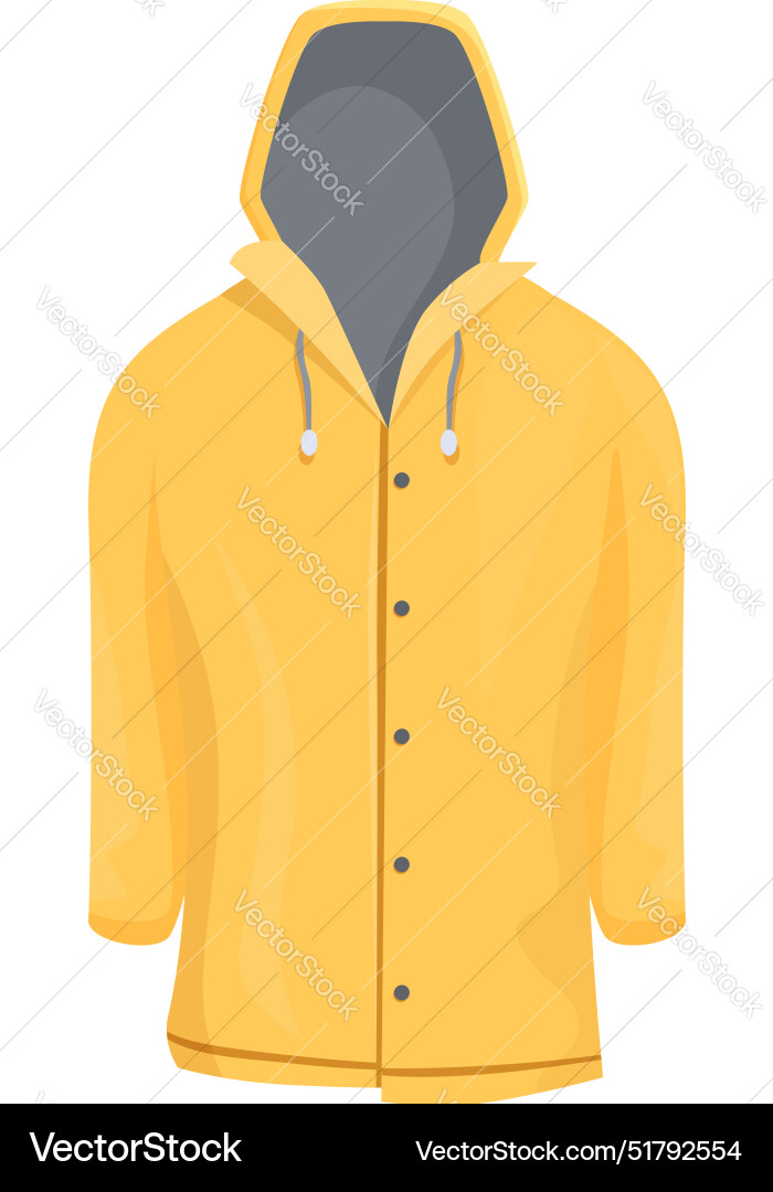 Yellow raincoat protecting from rain on white Vector Image