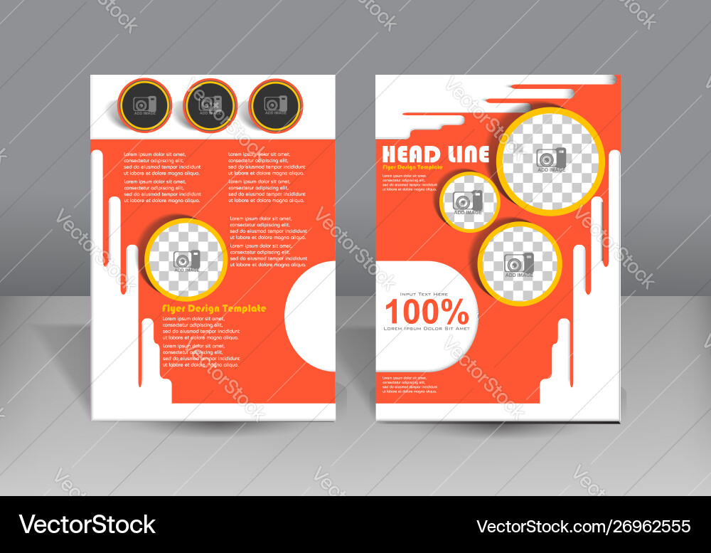 Brochure design orange theme template Royalty Free Vector