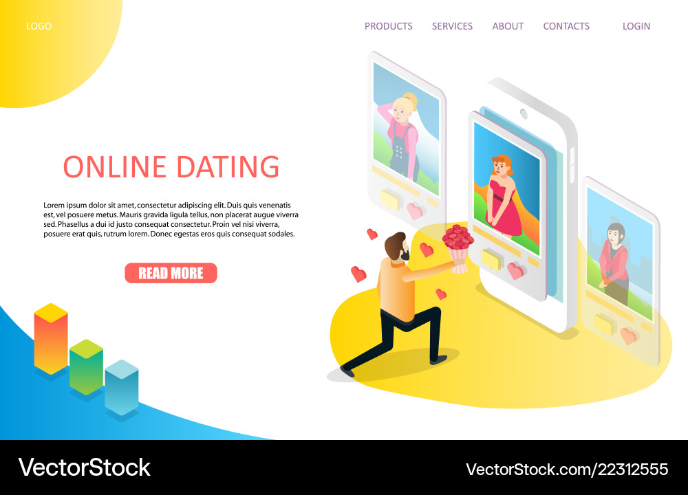 Dating online landing page website template Vector Image