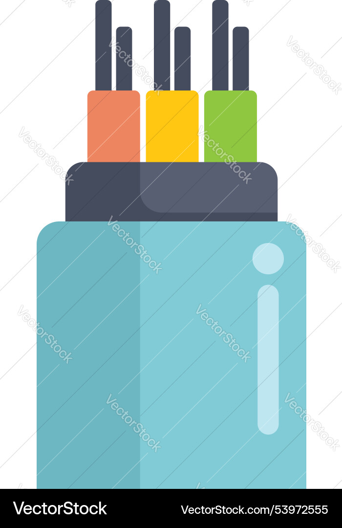 Fiber optic cable transmitting data through wires Vector Image