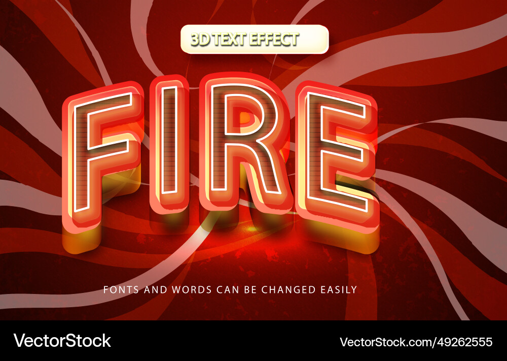 Fire hot 3d editable text effect style Royalty Free Vector