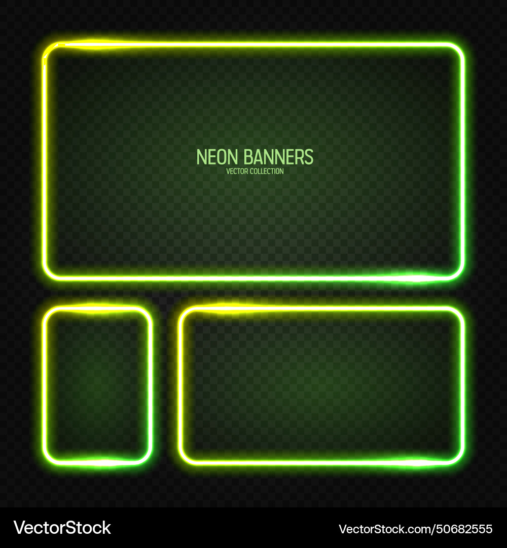 Glowing neon banners illuminated colorful square Vector Image